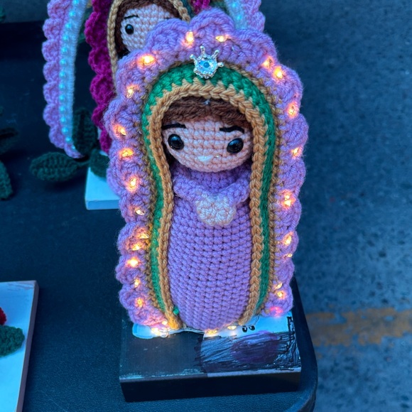Crochet | Art | Handcrafted Crochet Virgin Mary Figurine Purple And ...